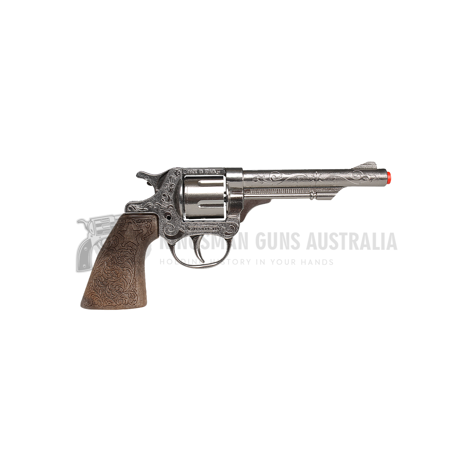 Gonher - Cowboy Revolver - 8-Shots - Diecast Metal - Brown/Nickel with ...